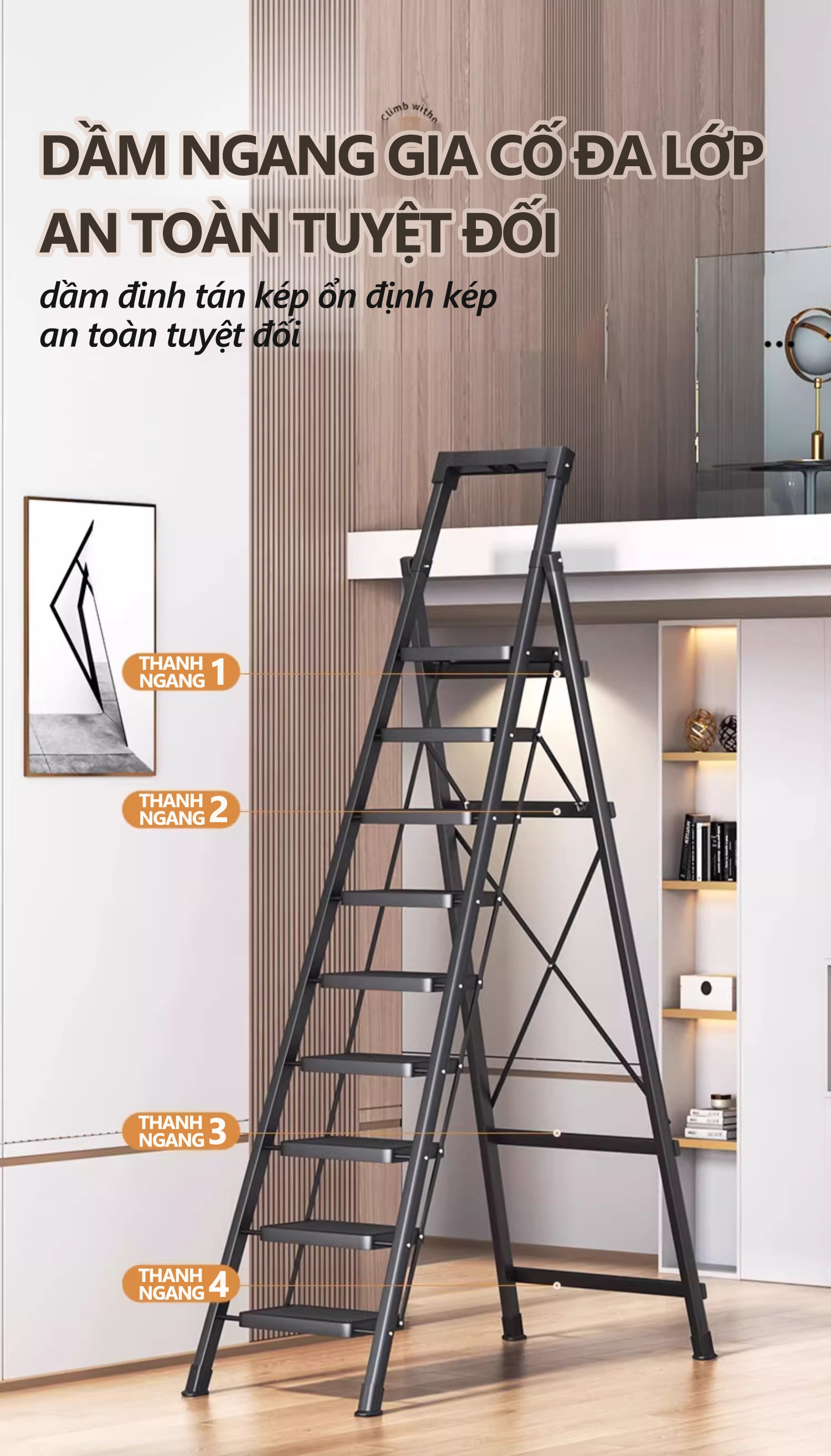 Thang Gấp Gọn Thang Chữ A Thang Nhôm liệu thép cacbon 4-8 Bậc ...