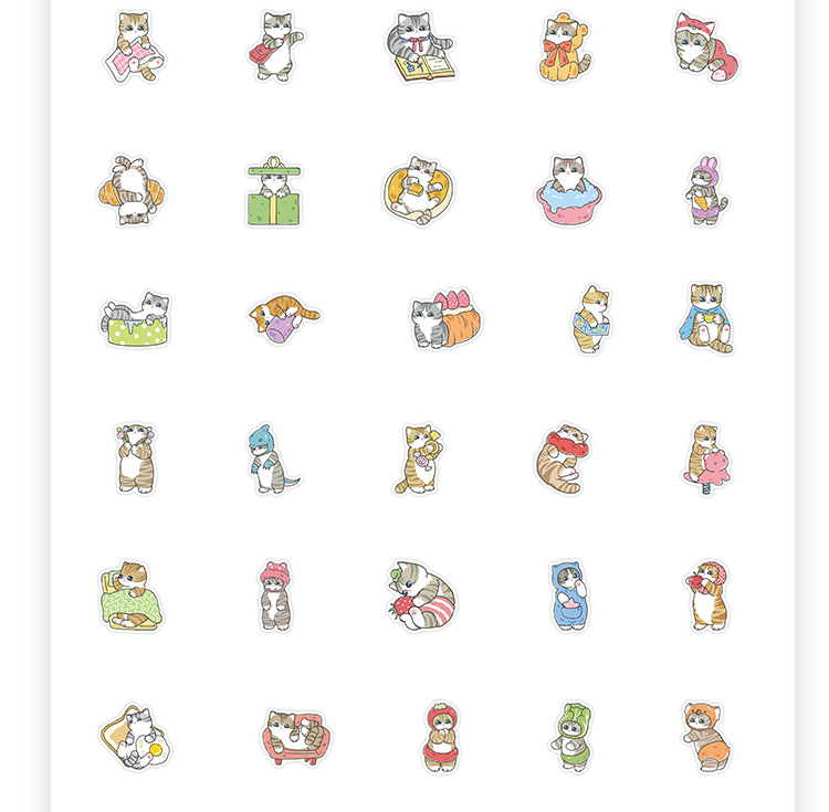 100 sticker mèo béo cute hình dán mèo mập dễ thương trang trí sổ laptop ...