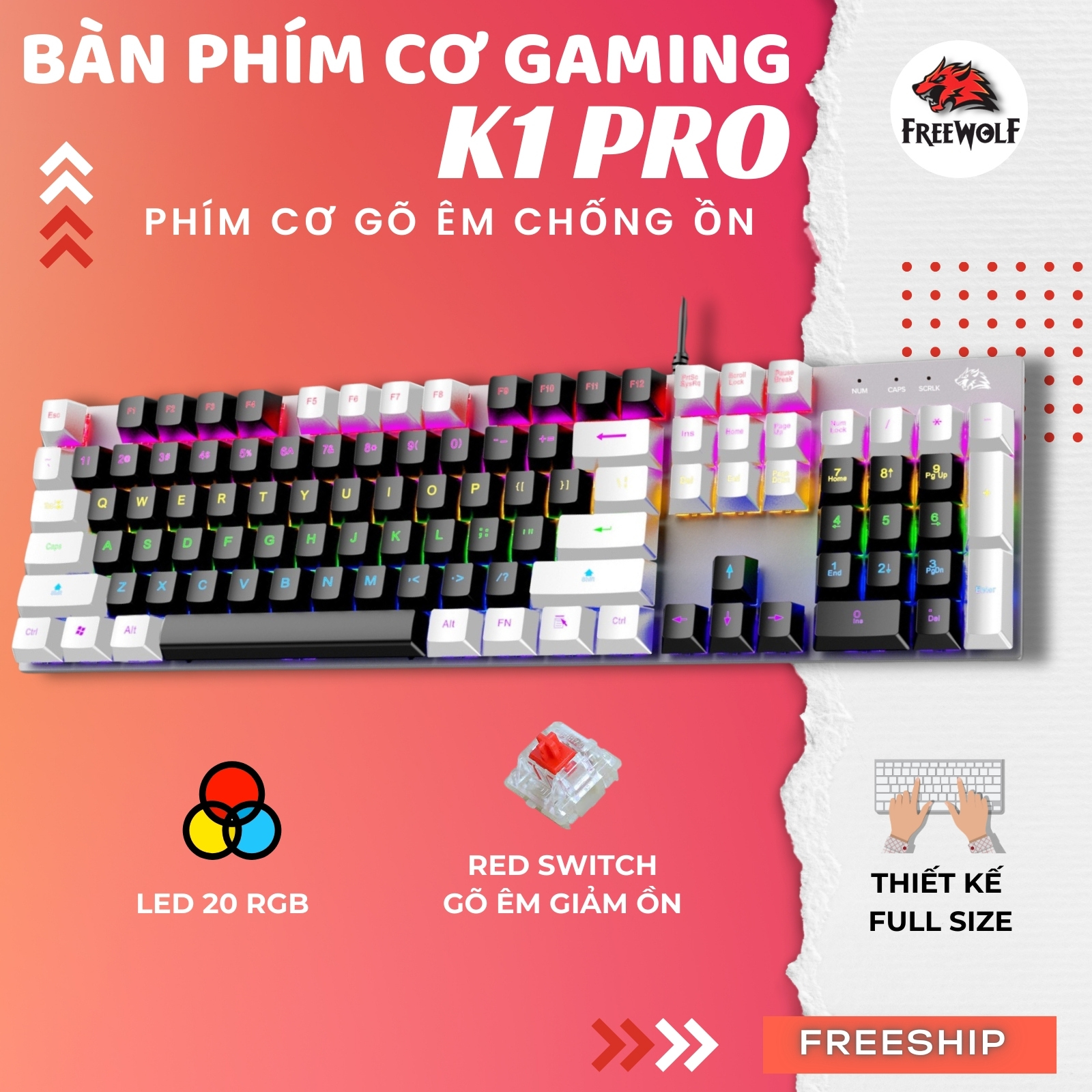 Bàn Phím Cơ K1 Pro - Sử Dụng Trục Cơ RED Switch Gõ Êm Giảm Ồn Với 20 ...