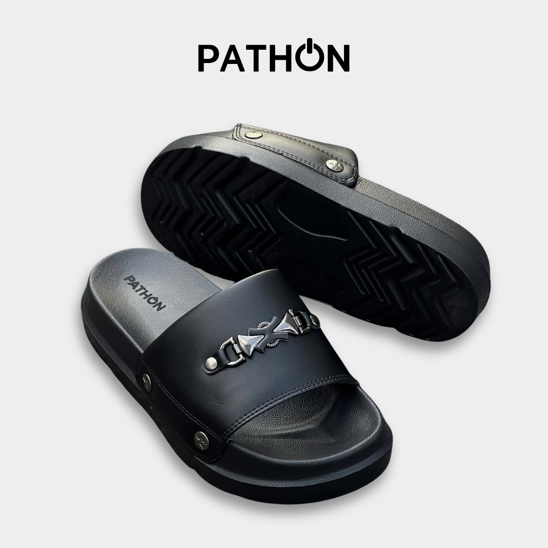SD176 - Dép Pathon Iconic Chain slides unisex quai ngang, quai da với ...