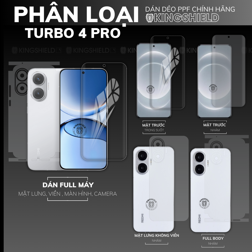 Dán dẻo PPF màn hình full bodyxiaomi redmi turbo 4 pro trong suốt, nhám ...