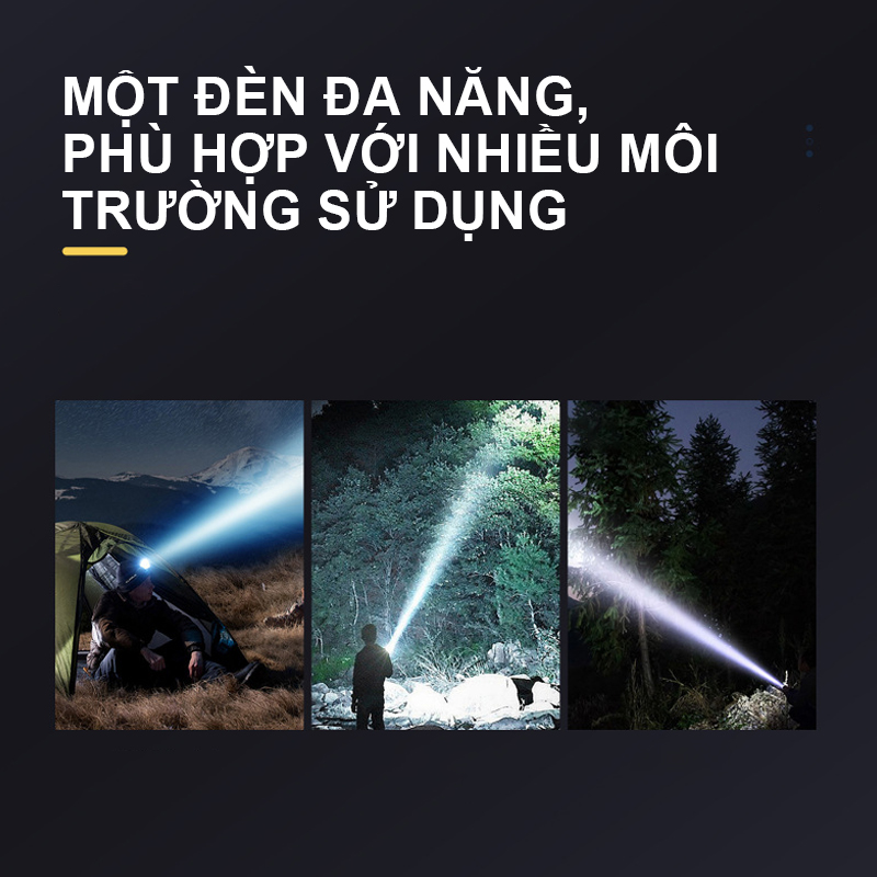 OOKAS Đèn pin đa năng mới, có đèn bên hông, zoom kéo dài, sạc Type-C ...
