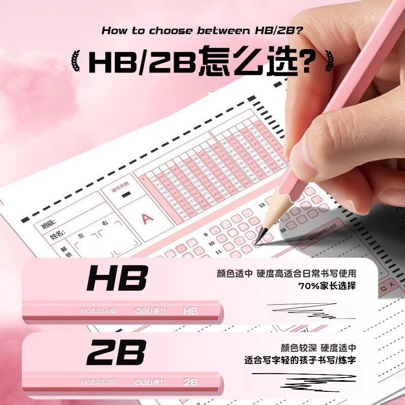 Bút chì gỗ Deli Stationery HC820 2B/HB lục giác 5 màu pastel – Hộp 10 ...