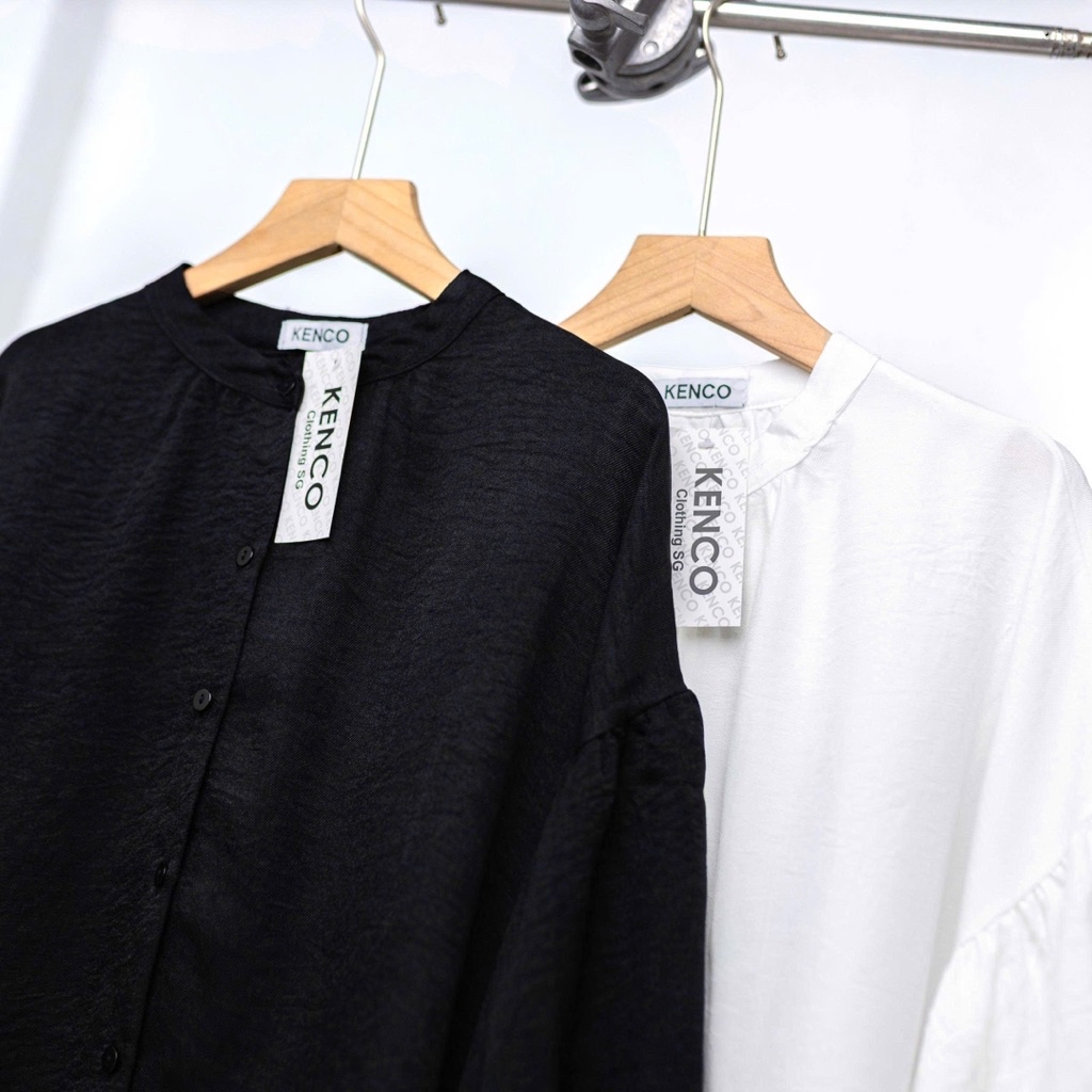 Áo sơ mi nữ chất đũi mềm form RỘNG tay bồng cổ trụ KENCO shop M3116 ...