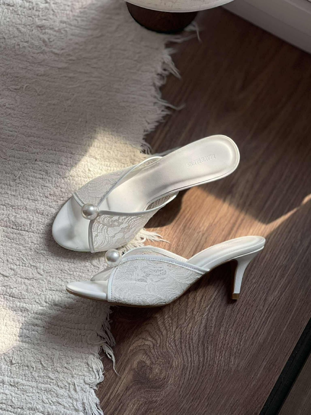 Dép cao gót nữ Blaue Blume Ren trắng đính ngọc dự tiệc cưới - Pearl ...