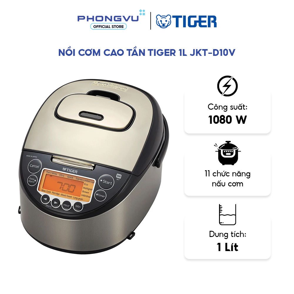 Nồi Cơm Điện Cao Tần Tiger JKT-D10V (1L) - Lòng Nồi 3 Lớp Tráng Men Sứ ...