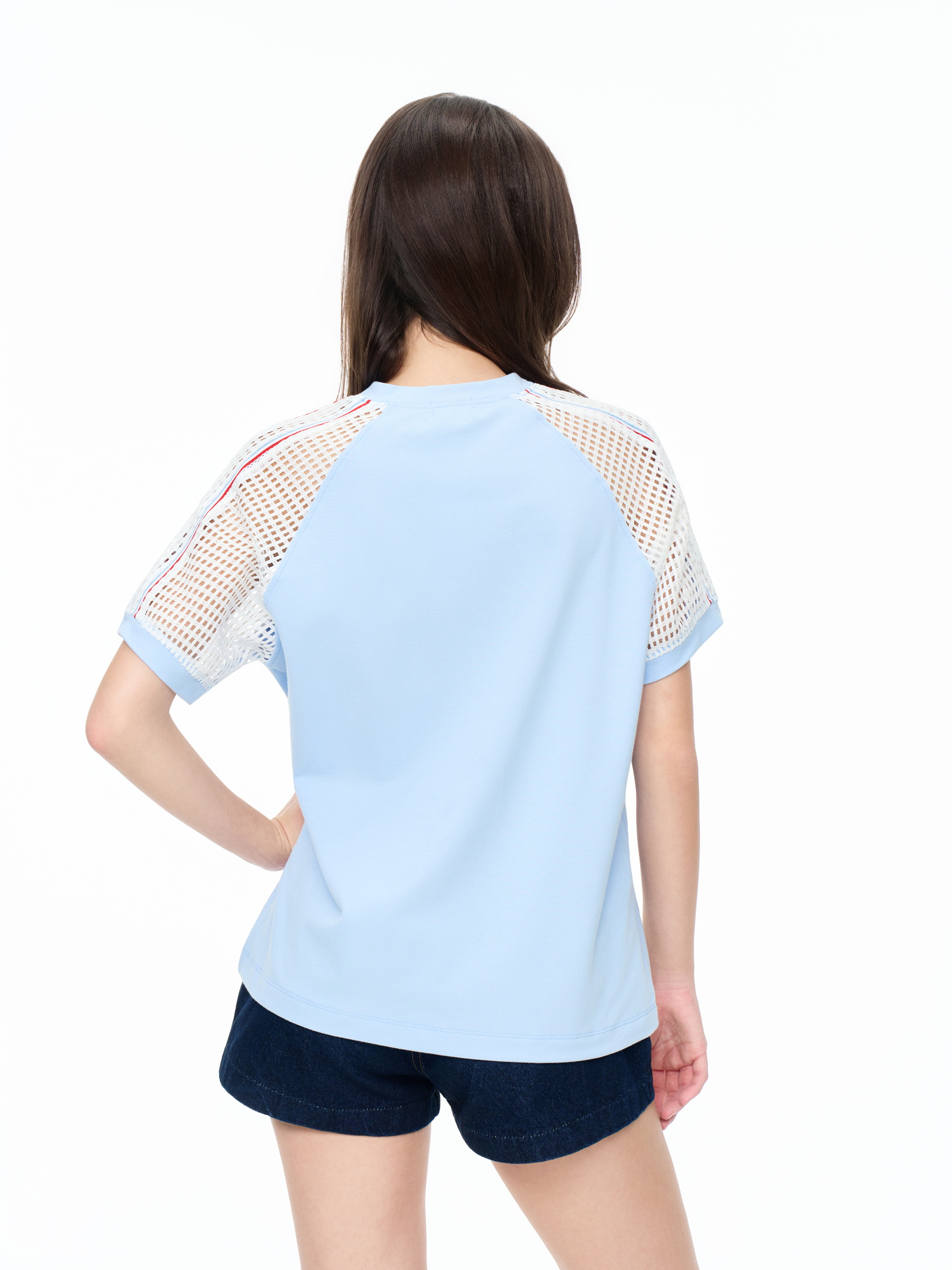 CARA Áo babytee nữ Shiny thun cá sấu tay phối lưới cá tính | Shopee ...