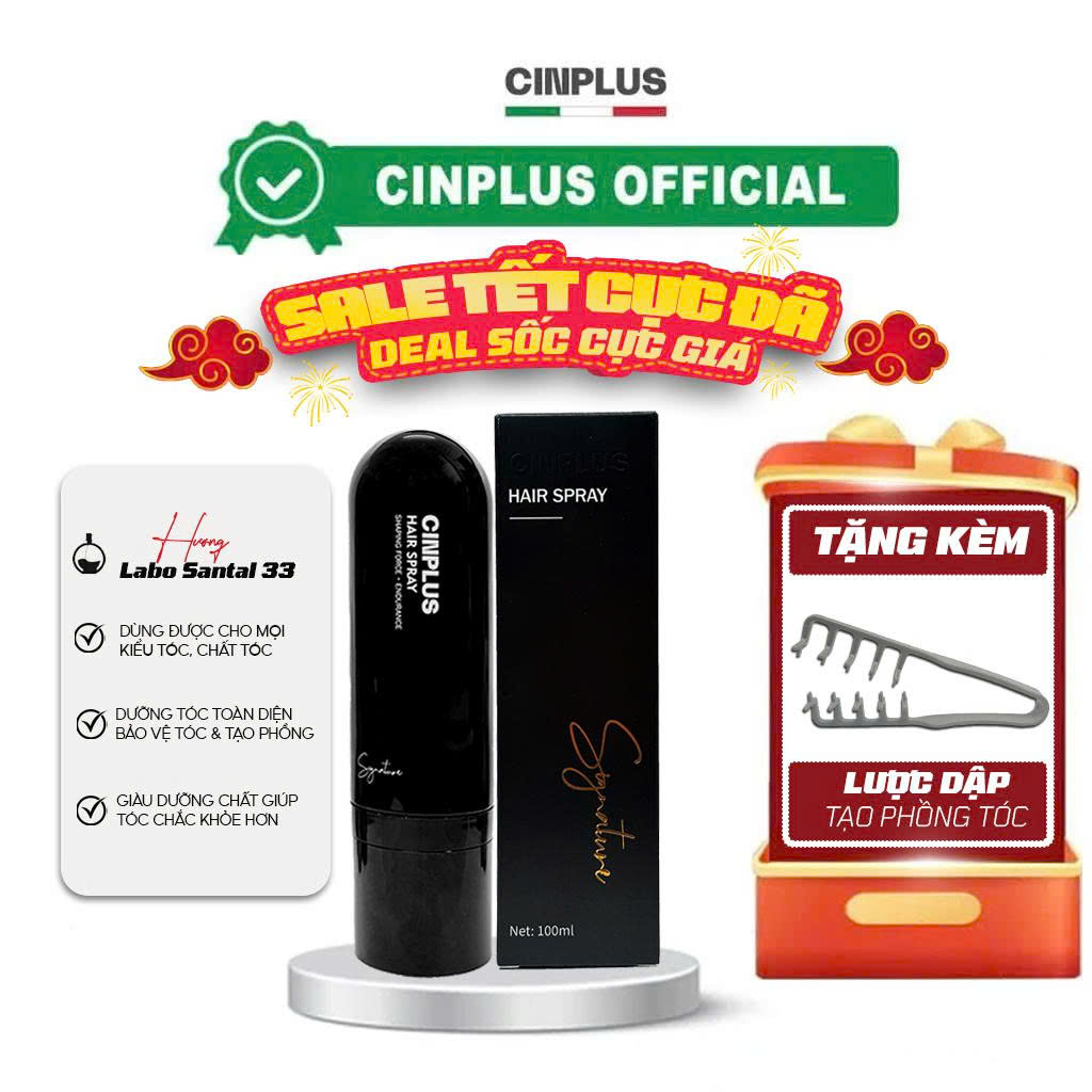 Xịt tạo phồng tóc CINPLUS Hair Spray Signature 100ml giữ nếp tạo kiểu ...