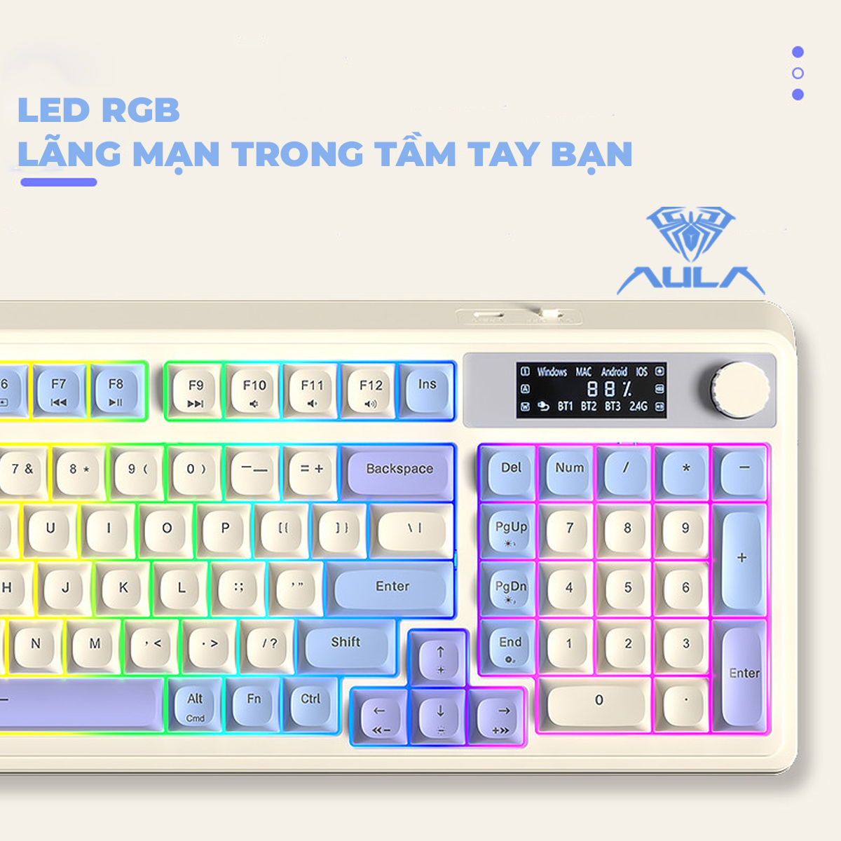 Bàn phím giả cơ gaming 3 mode kết nối AULA S99 PRO gõ tiếng êm, màn ...