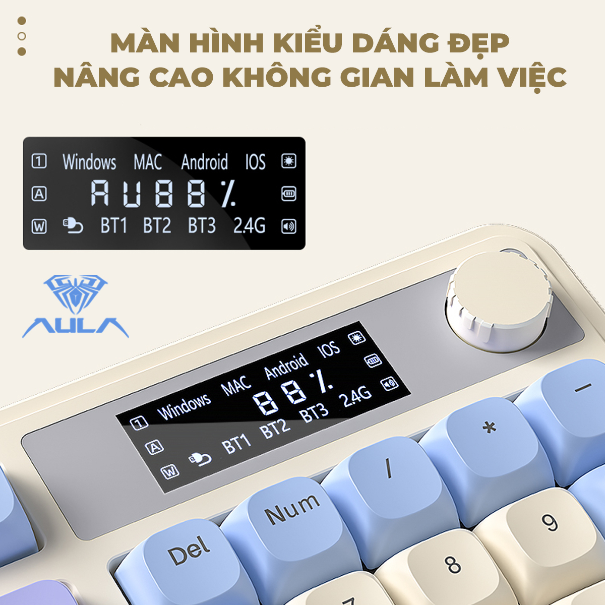 Bàn phím giả cơ gaming 3 mode kết nối AULA S99 PRO gõ tiếng êm, màn ...