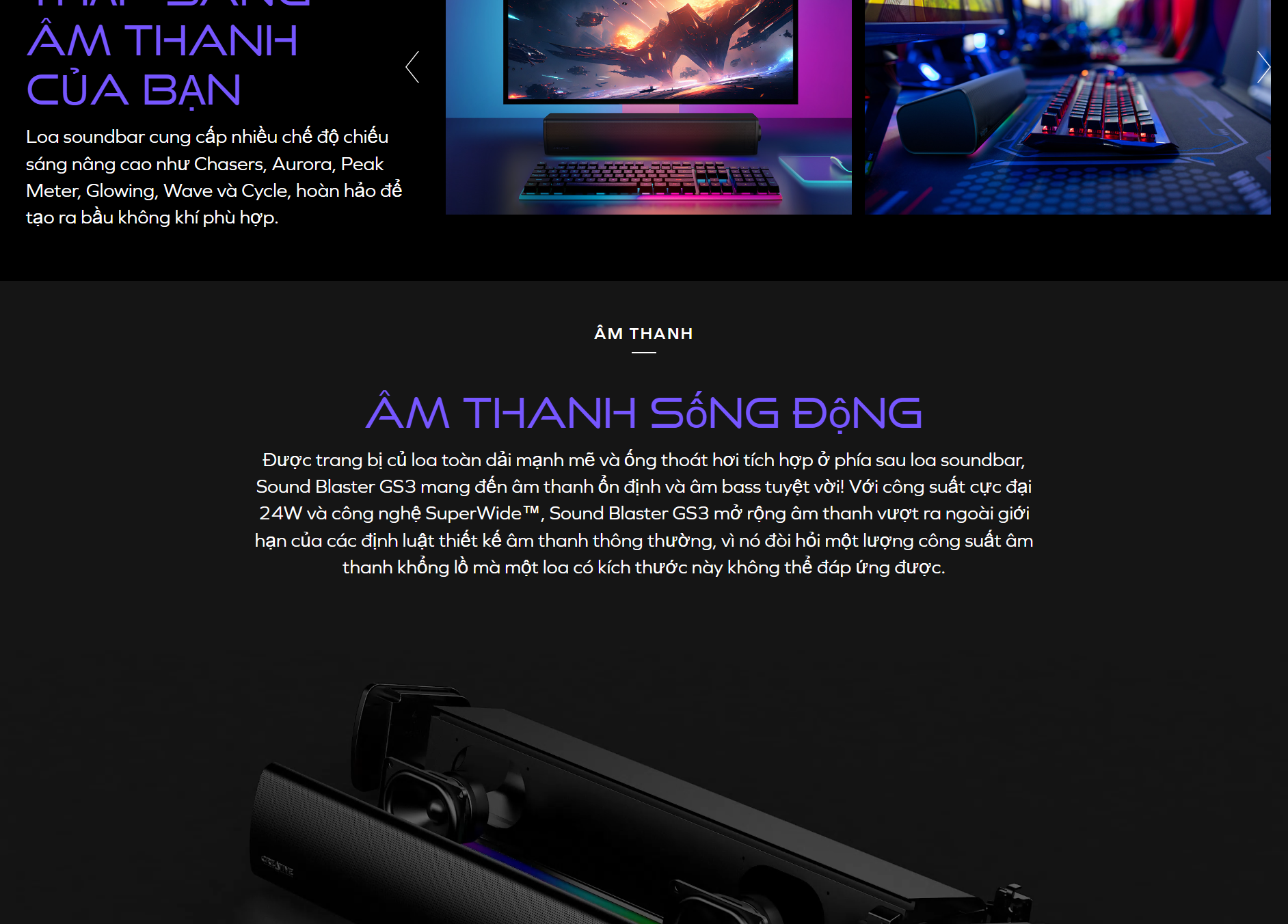 Loa soundbar CREATIVE Sound Blaster GS3, Công suất đỉnh 24W, Bluetooth ...