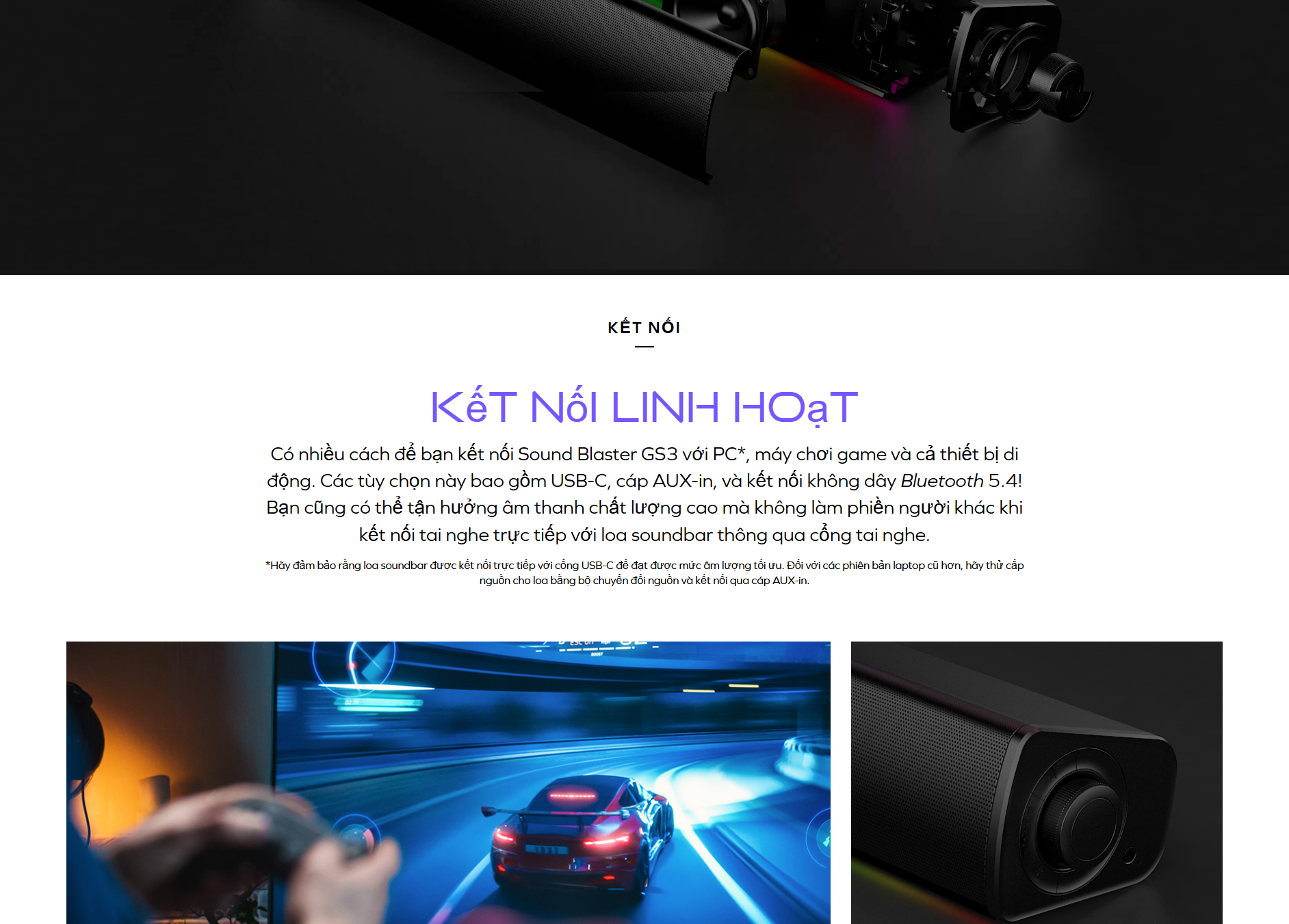 Loa soundbar CREATIVE Sound Blaster GS3, Công suất đỉnh 24W, Bluetooth ...