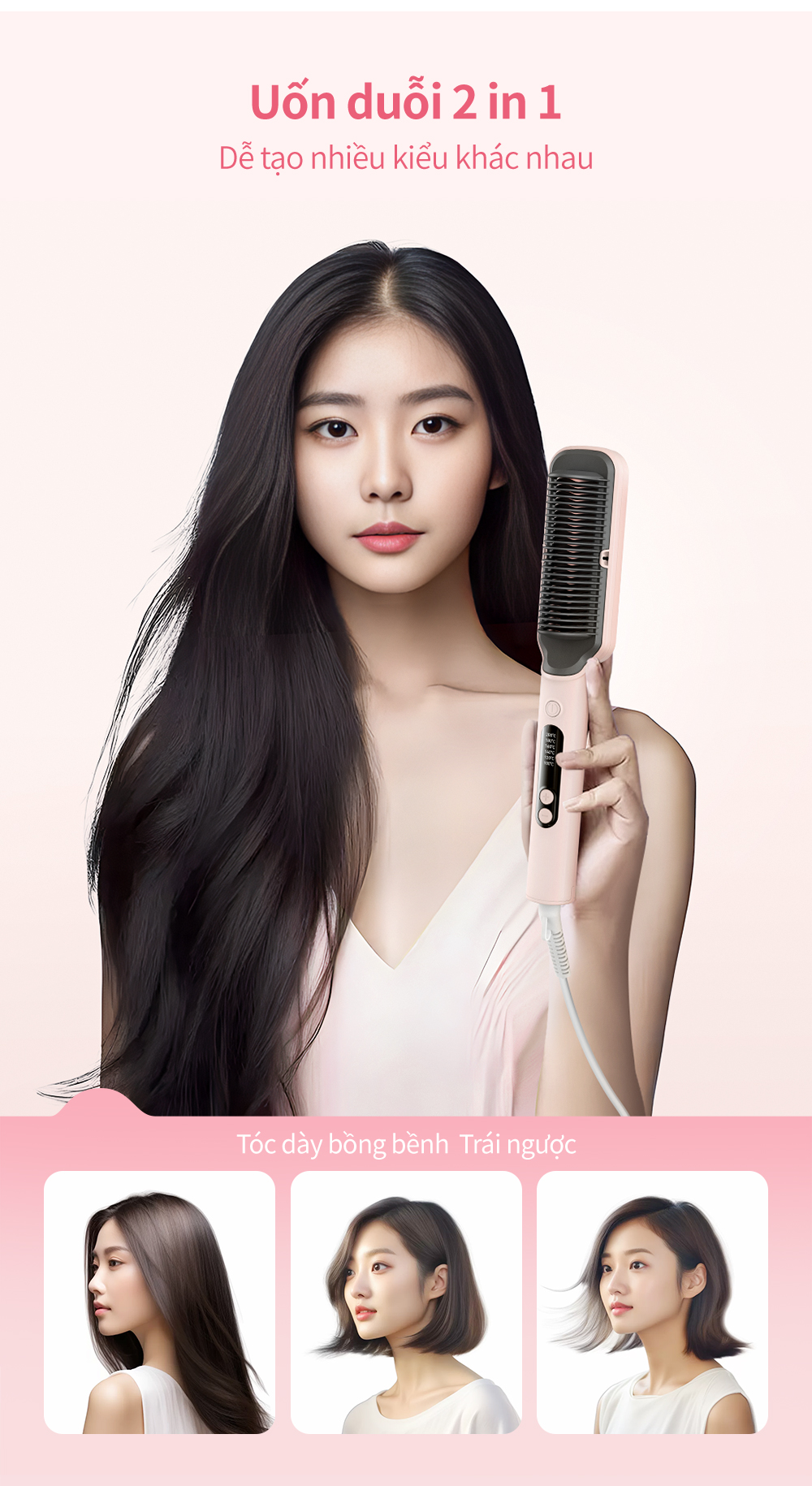 [Võ Hà Linh x Simplus Pink] Lược Điện Chải Tóc 20 Triệu Ion Âm Hồng ...