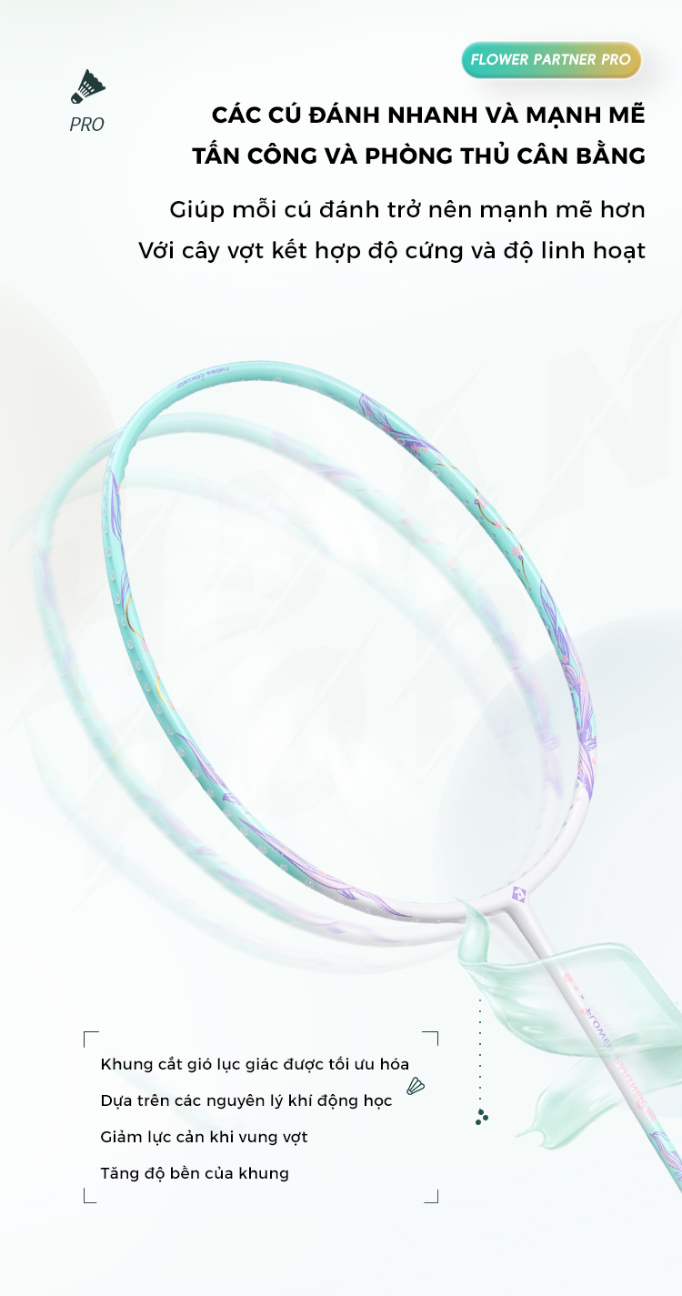 Vợt cầu lông Kumpoo Flower Partner Pro chính hãng 4U carbon công thủ ...