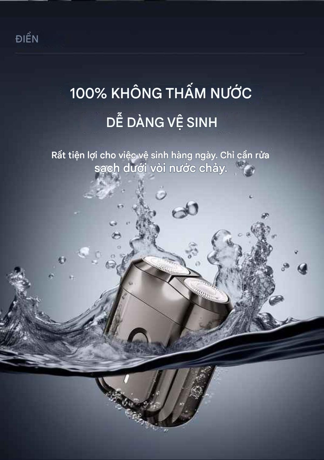 Máy cạo râu Enchen Mini 6 lưỡi dao kép mỏng, chống nước IPX, pin sử ...