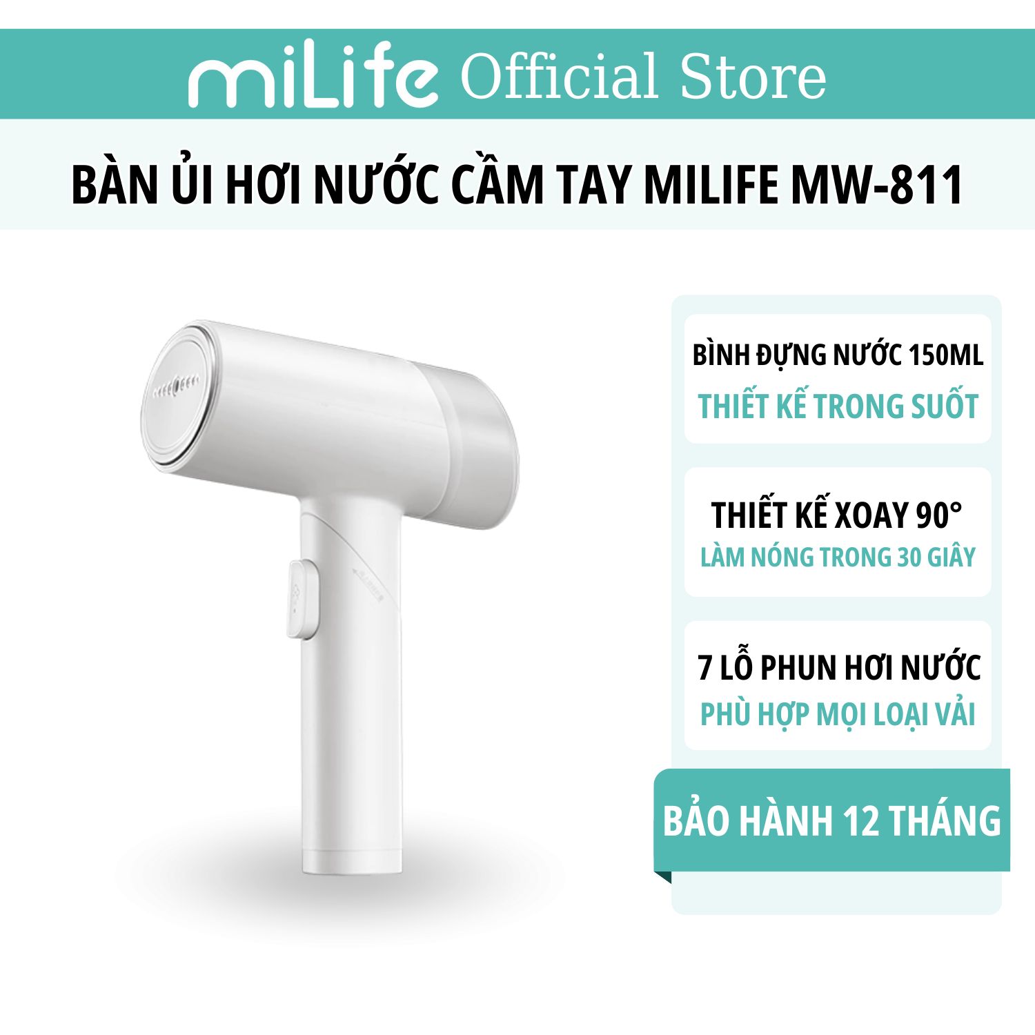 Bàn ủi hơi nước cầm tay miLife MW-811 gấp gọn | Shopee Việt Nam