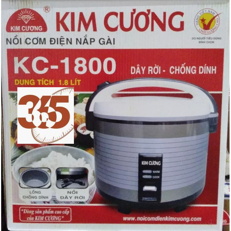 Nồi cơm điện nắp gài Kim Cương KC-1800, 1.8L, 600W | Shopee Việt Nam