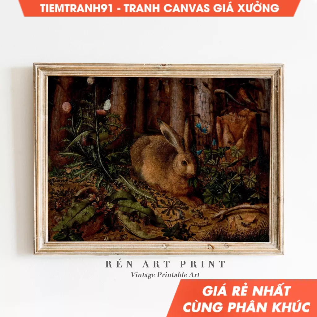 Tranh treo tường, Vintage Rabbit Painting Wall Art Nursery Wall Art ...
