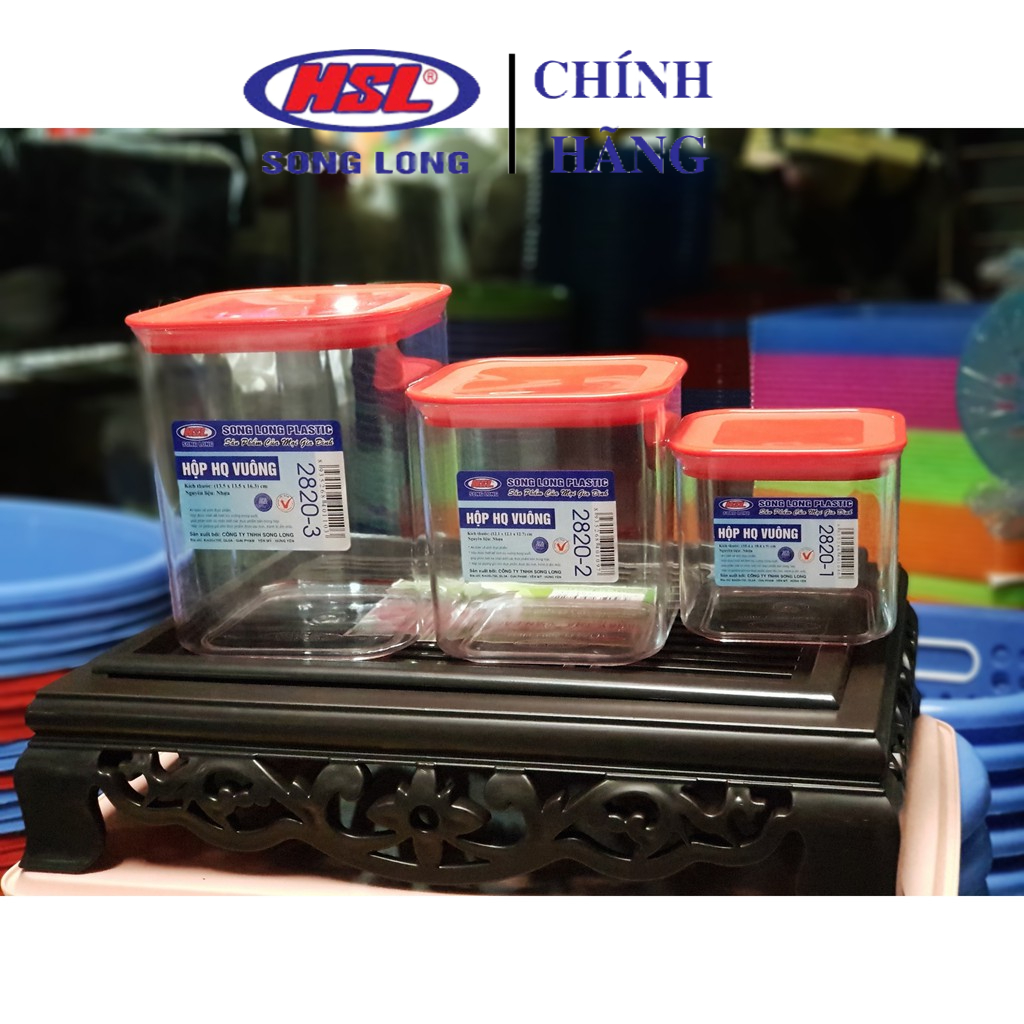 Bộ Hộp 3 Chiếc Đựng Đồ Khô, Thức Ăn Dạng Vuông Song Long 2820 (950ml, 300ml, 190ml) [Bộ 3 Chiếc ...
