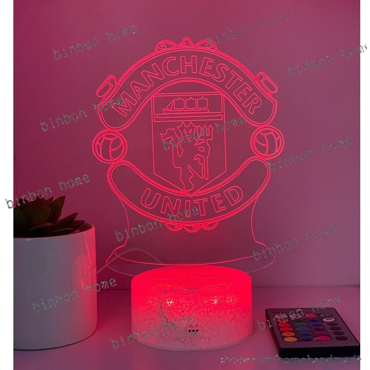 Đèn Ngủ Led 3D Logo CLB Bóng đá Manchester United | Đèn Led 3D ...