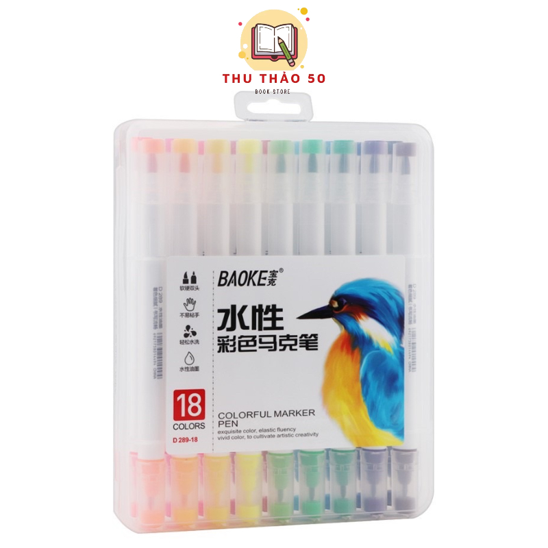 Bút lông màu 2 đầu thư pháp lettering Fiber Pen Dual Brush BaoKe D289 ...