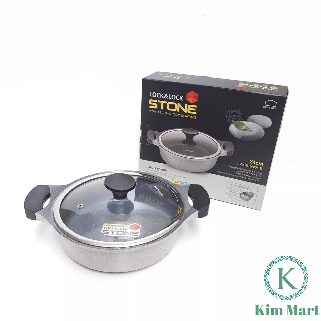 Nồi Đá Lock&Lock Stone LCA6242D 24cm thành thấp 7.5cm đáy từ - Chính ...
