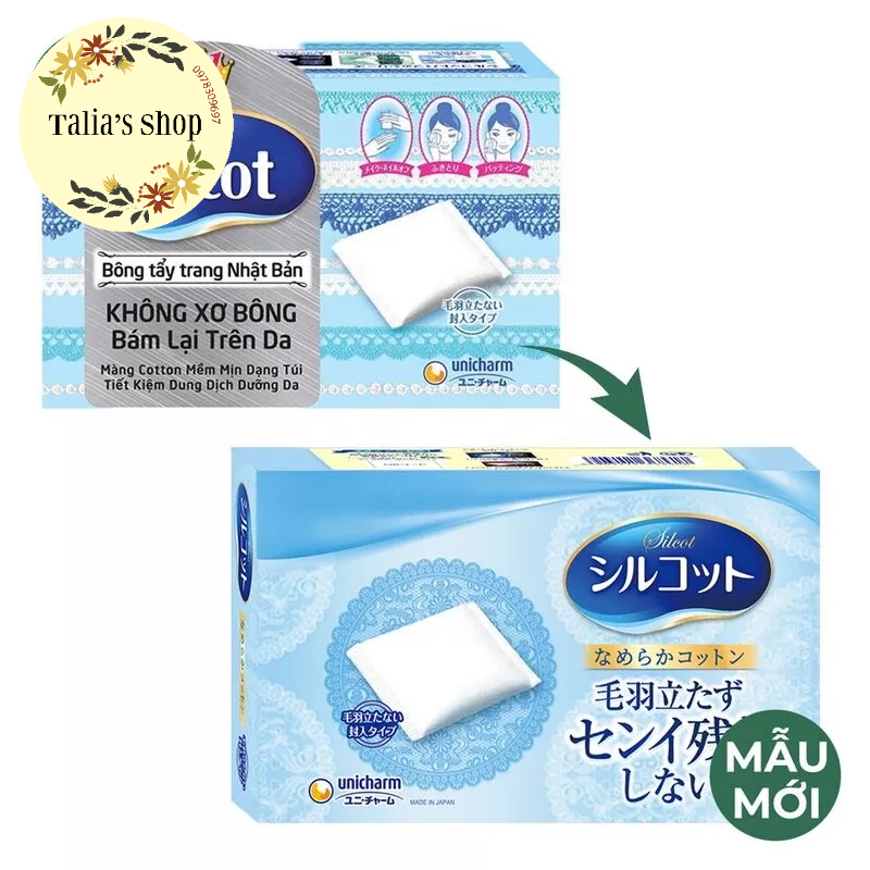 Bông tẩy trang Silcot Velvety Touch Cotton Nhật Bản hộp 82 miếng ...