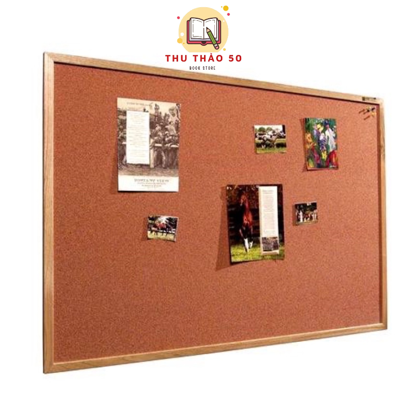 Bảng ghim bần ghi chú khung gỗ treo tường Lie 60x90cm ( tặng đinh ghim ...