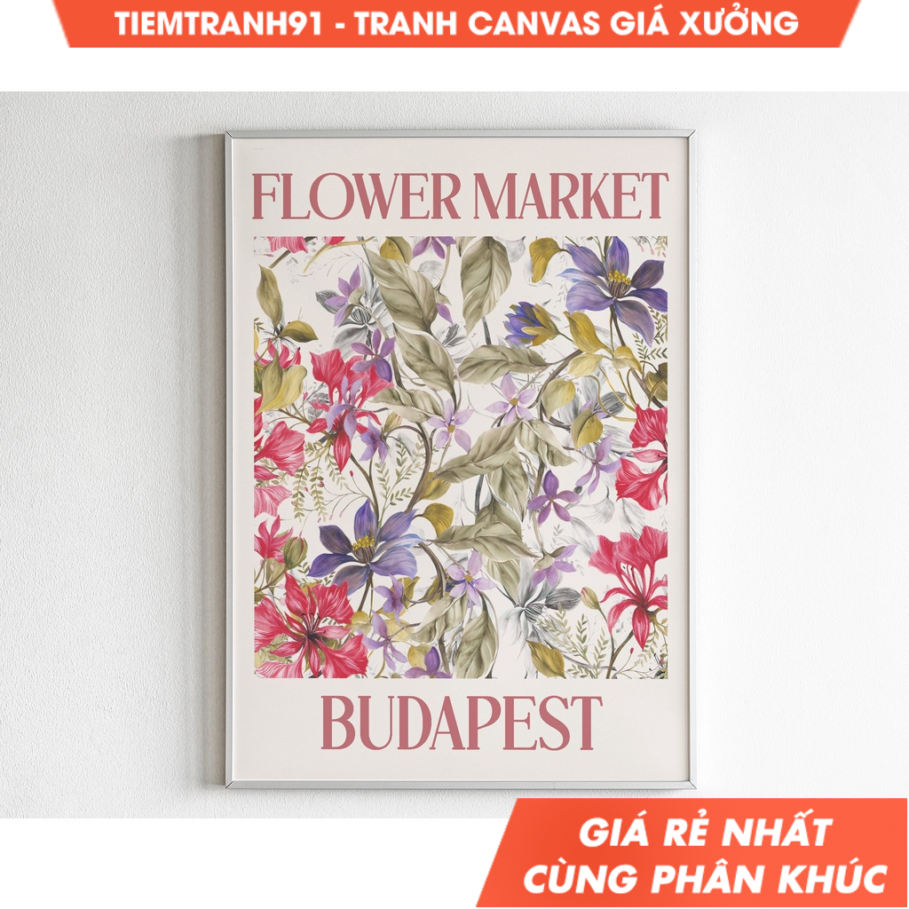 Tranh treo tường, Budapest Flower Market, Travel Poster, Maximalist ...