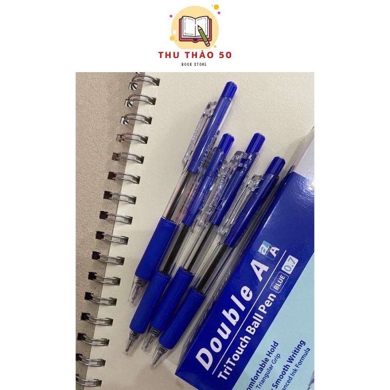 Combo 4 cây bút bi Double A Tri Touch 0.7mm xanh. | Shopee Việt Nam