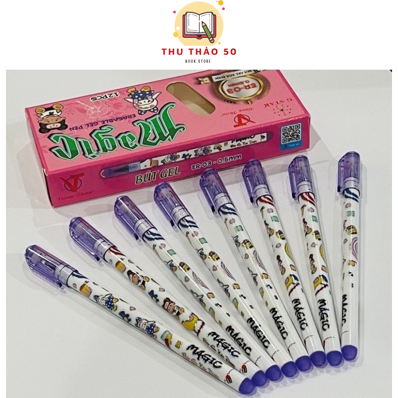 [ HỘP 12 CÂY ] Bút bi nước Gel xoá được G-Star ER03 ER-03 xanh, tím. - Văn phòng phẩm Thu Thảo ...