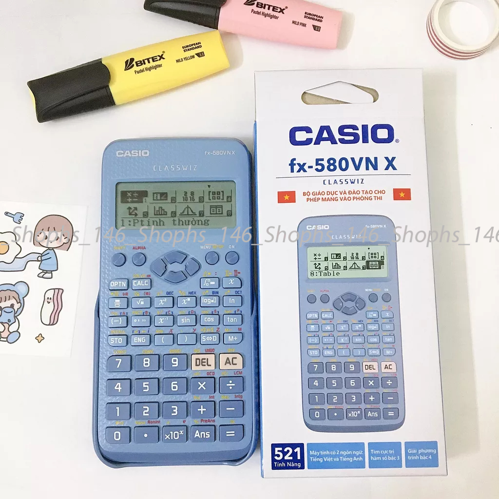 Máy Tính Casio FX580 VNX Màu Xanh Chuyển Đổi Tiếng Việt - Máy tính học ...