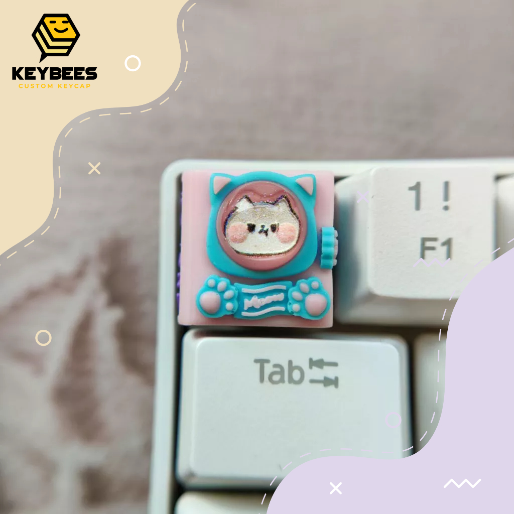 Artisan Keycap - Nút bàn phím cơ resin handmade KyBook Mèo Quạo Hồng ...