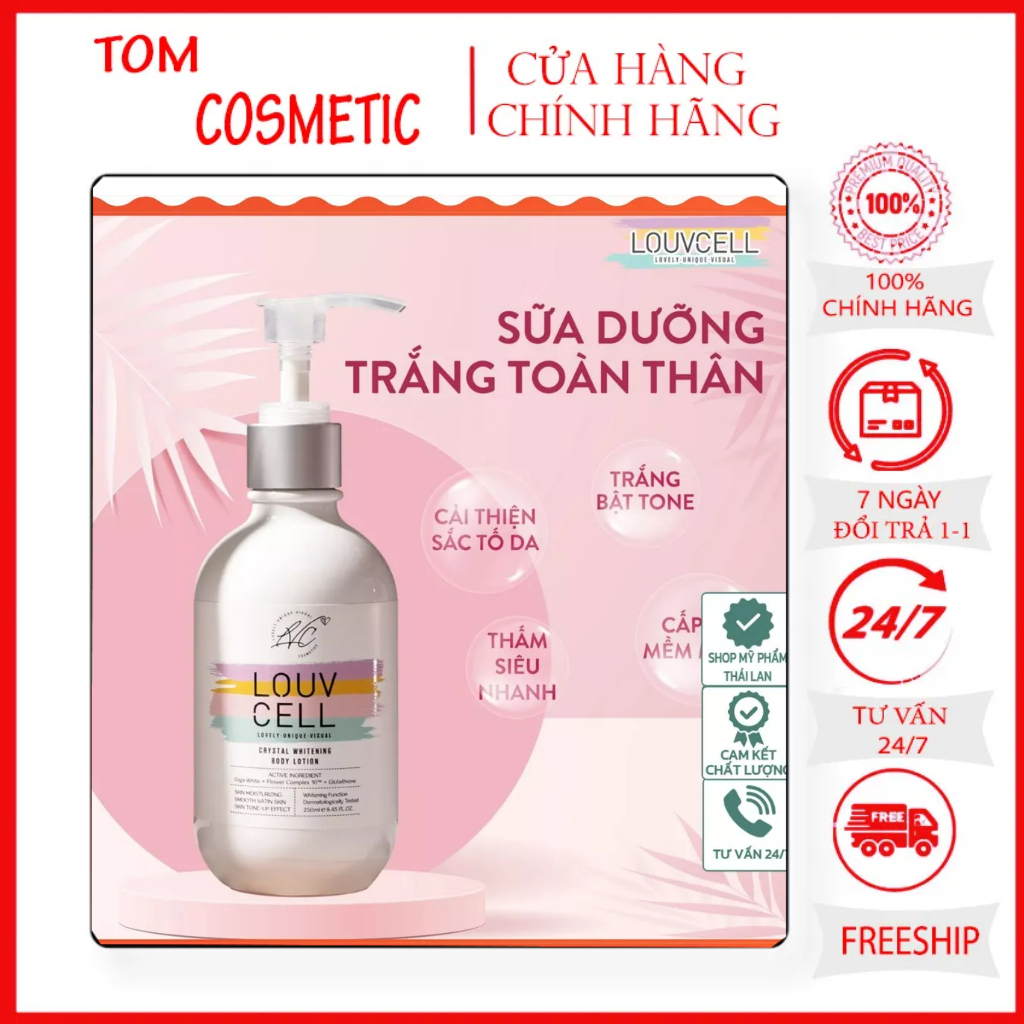 [Chuẩn Auth] Kem dưỡng ẩm trắng da body Louv Cell Crystal Whitening ...