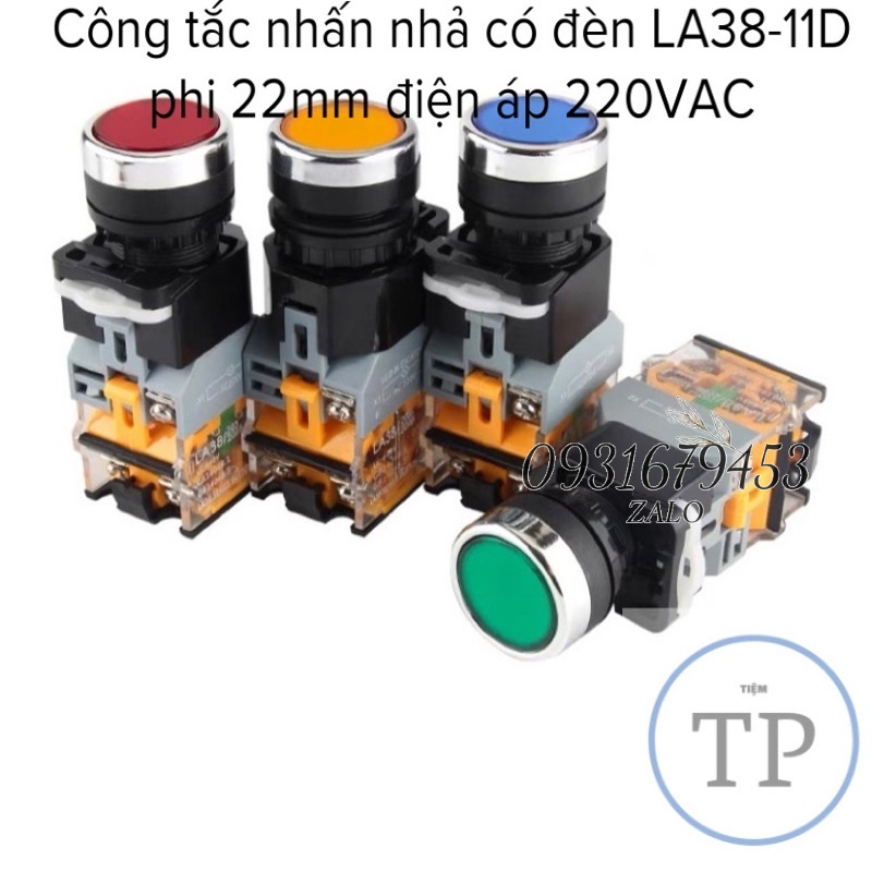 Công tắc nhấn đề có đèn LA38-11D phi 22mm điện áp 220VAC | Shopee Việt Nam