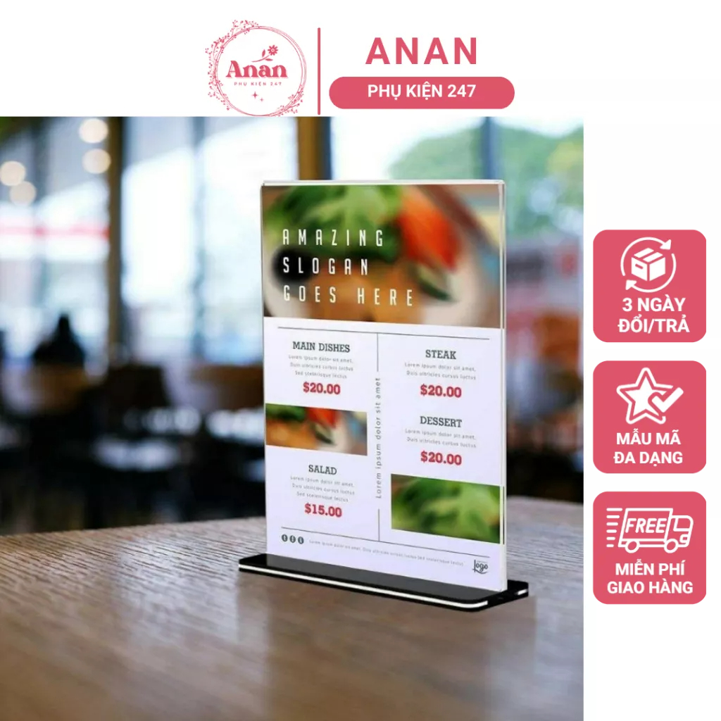 (XẢ)Standee Menu Chất liệu Mica Menu để bàn Standee để bàn Mã QR code ...
