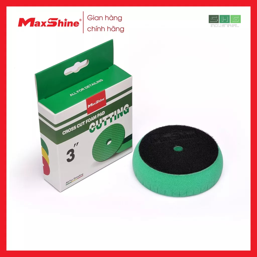 Phớt xốp/mút đánh bóng caro bước 1 kích thước 3inch Maxshine 2001090G có màu xanh lá cây, được ...