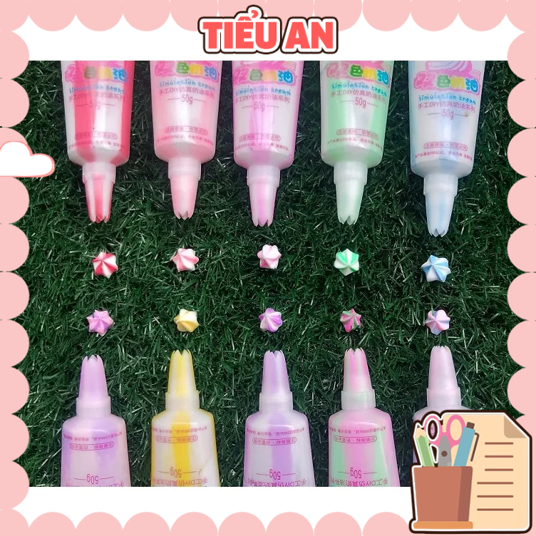 KEM KEO MIX 2 Màu- 50G Trang trí ốp điện thoại (tặng kèm đầu bắt kem ...