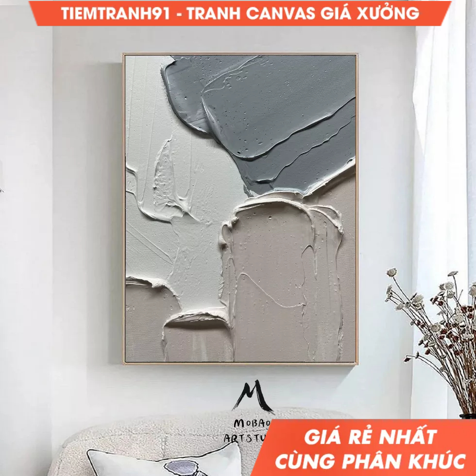 Tranh treo tường, Beige Textured Painting Original Beige Abstract ...