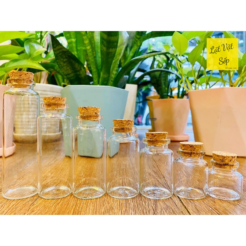 【SET 10】Lọ thuỷ tinh nút bần cao cấp đường kính 3cm【10ml,15ml,20ml,25ml,30ml,40ml,50ml,60ml ...