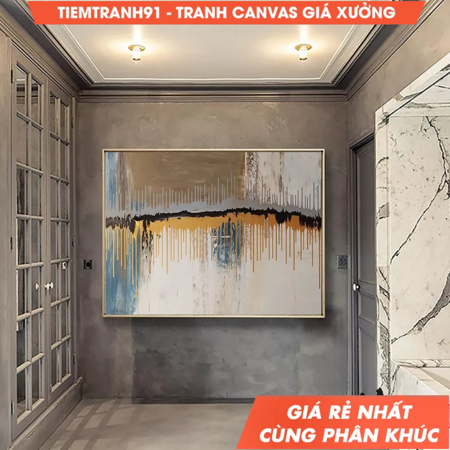 Tranh treo tường, Gold Texture Abstract Painting Original Beige ...