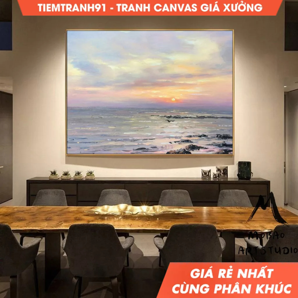 Tranh treo tường, Large Ocean Abstract Painting On Canvas,Original Sky ...