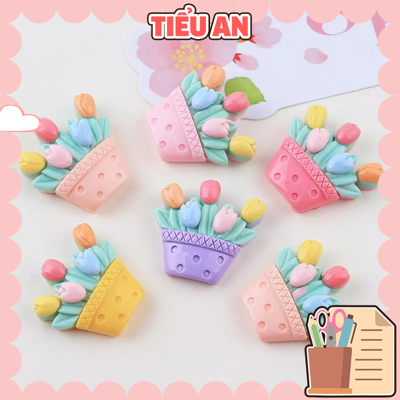 Charm (C693) slime/ Dụng Cụ Charm [Ko Keo & Nút] Trang Trí Hình Giỏ Hoa ...