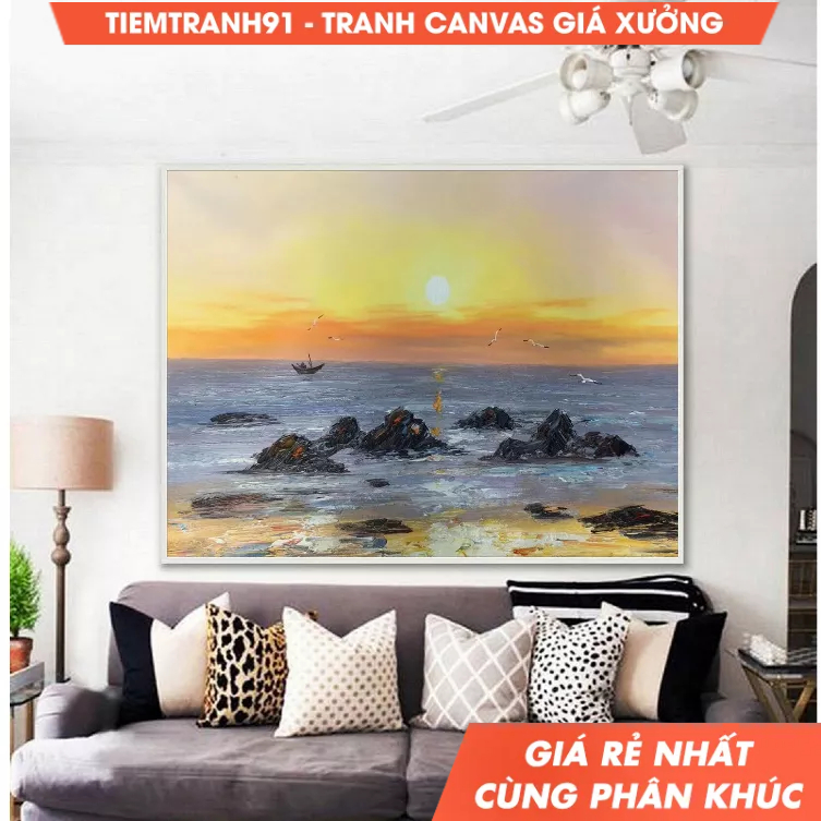 Tranh treo tường, Original Ocean Painting, Sunset Landscape painting ...