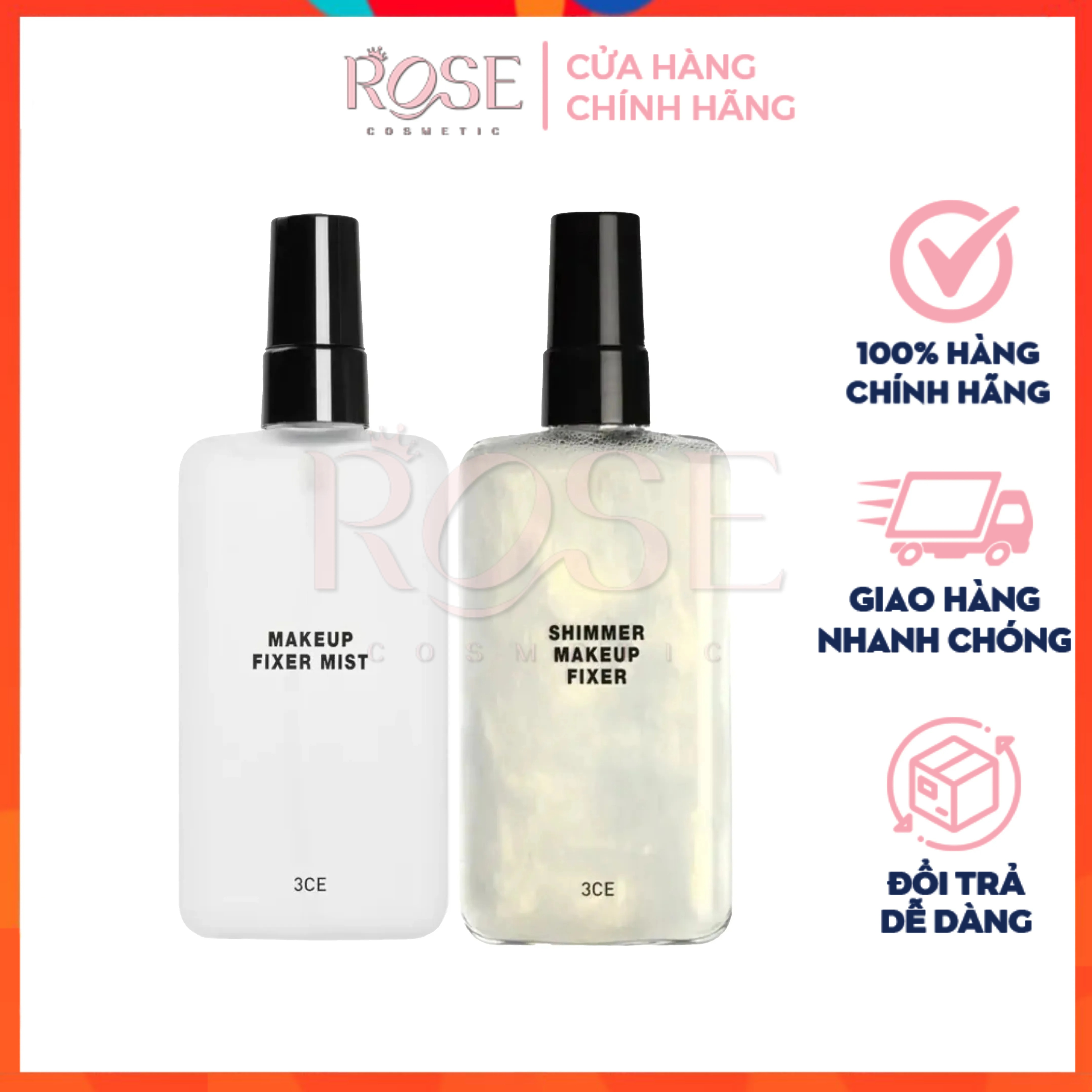 Xịt Khoáng Khóa Nền 3CE ⚡[CHÍNH HÃNG]⚡Shimmer Makeup Fixer Cố Định Lớp Trang Điểm, Mỏng Nhẹ ...