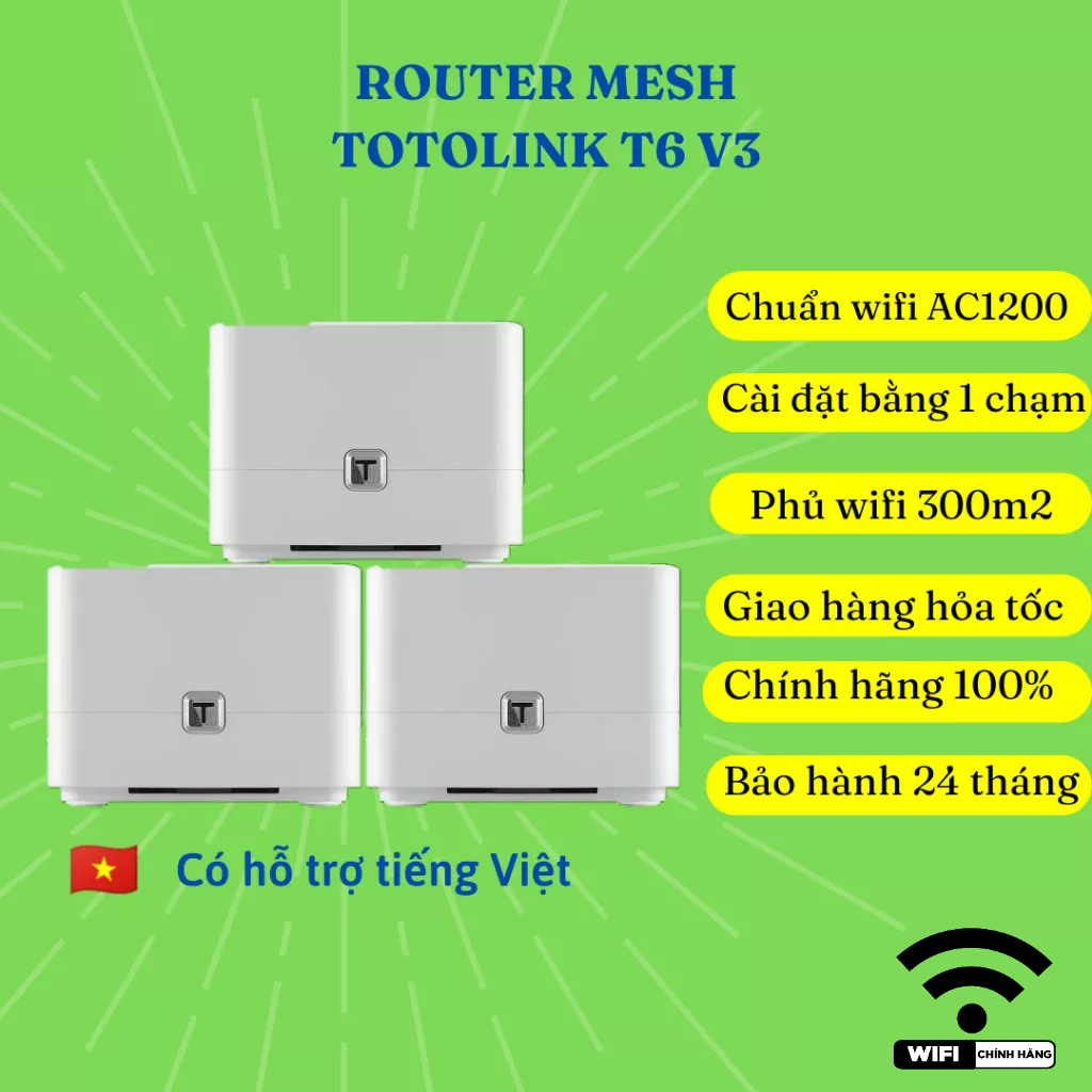 Wifi mesh băng tần kép chuẩn AC1200 hiệu TOTOLINK T6 router phát wifi ...