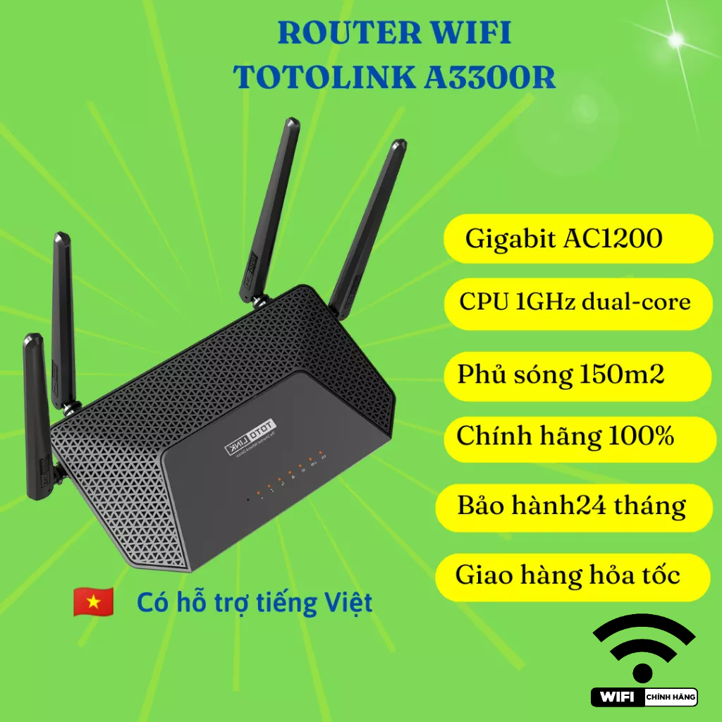 Cục phát wifi băng tần kép AC1200 Gigabit totolink A3300R - router wifi chính hãng bảo hành 24 ...
