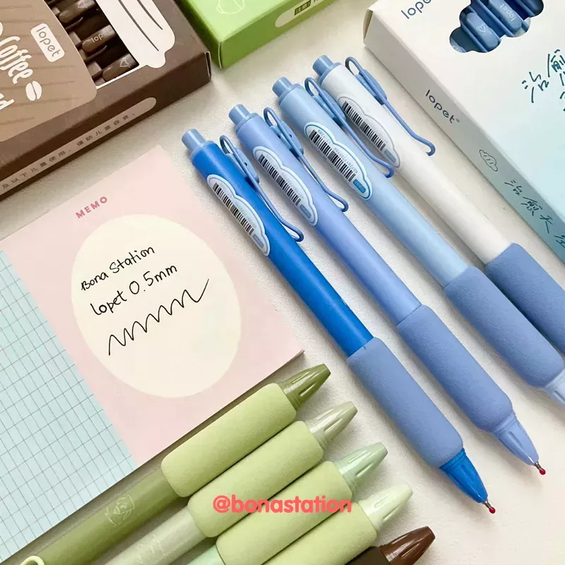 Bộ 4 bút LOPET UMEI bút gel bấm mực đen ngòi kim cao cấp 0.5mm có đệm ...