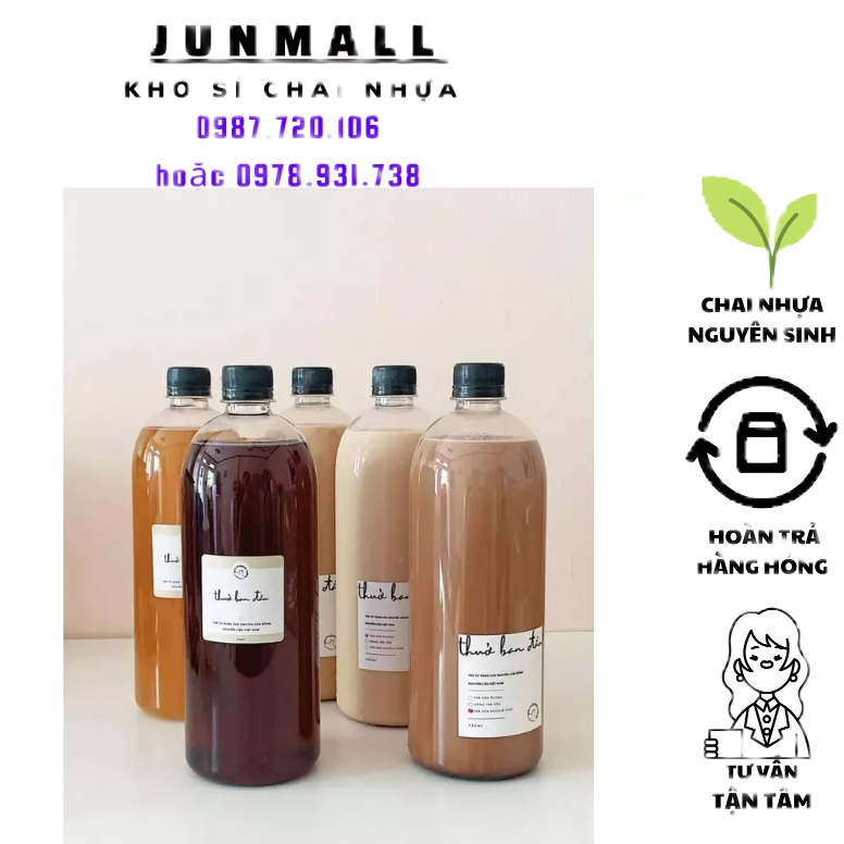Combo 50 chai nhựa 1000ml 1 lít fi28 chai nhựa nguyên sinh kèm nắp | Shopee Việt Nam