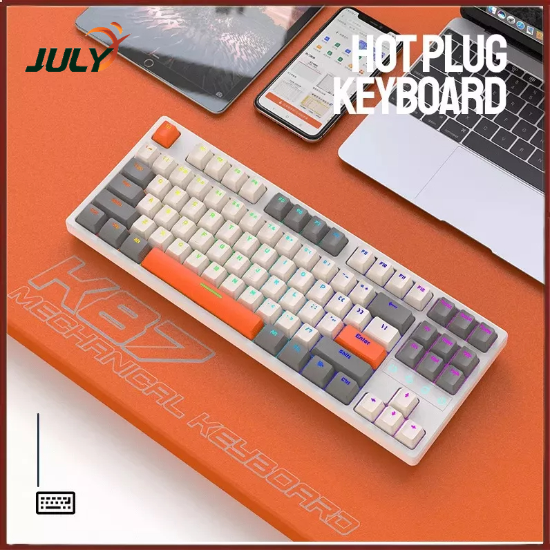 Bàn phím cơ không dây K87 kết nối 3 chế độ với thiết kế TKL 87 phím có đèn led RGB 22 chế độ cực ...